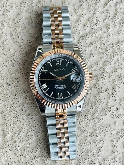 CUSTOM MOD “ROOT Beer” Datejust made with Automatic Genuine Seiko NH35 ...