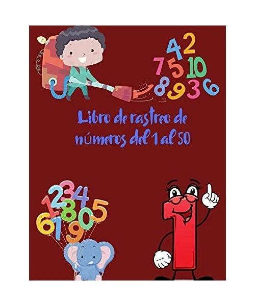 LIBRO DE RASTREO de números del 1 al 50: Libro de trabajo de números ...
