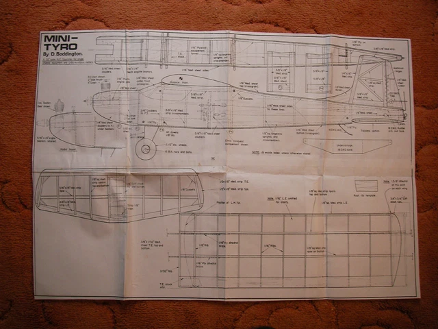 AEROMODELLER PLANS OF the Mini Tyro a vintage cabin model 32" span EUR ...