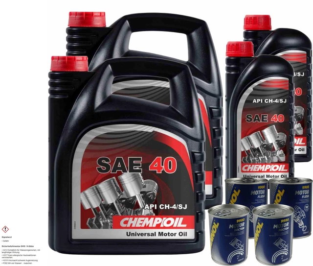 10L CHEMPIOIL HUILE moteur Ch SAE 40 Api CH-4 /Sj Incl. Moteur Flush ...