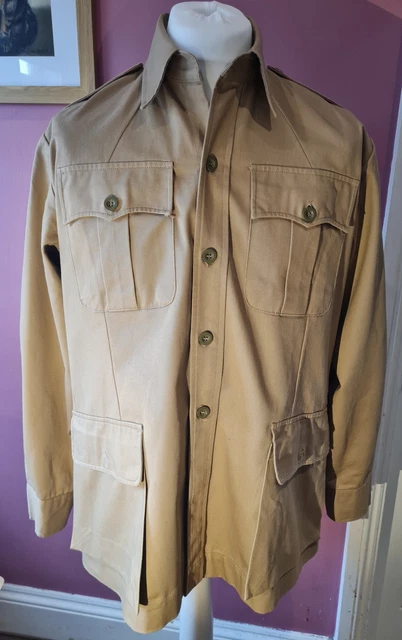 REPRO WW2 BRITISH Army KD Desert Bush Jacket By Kay Canvas Size 40 UK M ...