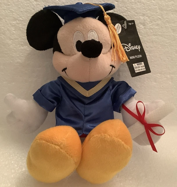 DISNEY MICKEY MOUSE Graduation Plush 6 Inch Blue Cap, Gown And Diploma ...