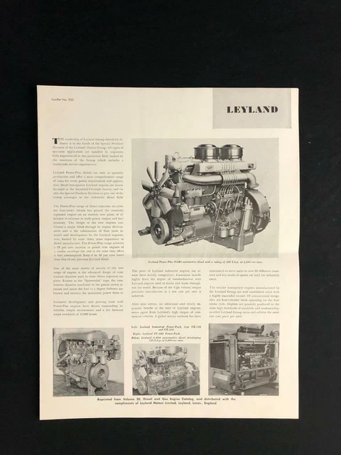 LEYLAND ENGINES BUS COACH TIPPER TRUCK LORRY CHASSIS WAGON CAR 1960s ...