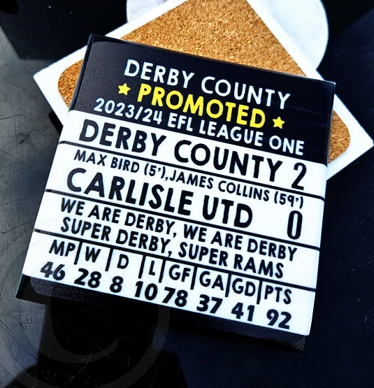 DERBY COUNTY 2024 League One Promotion Marble Coaster | Derby promoted ...