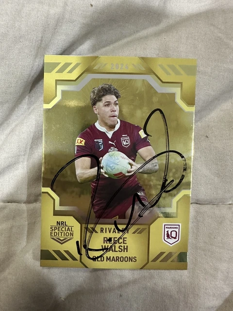 SIGNED REECE WALSH Queensland Maroons 2024 NRL Rivalry Gold Card G6 EUR ...