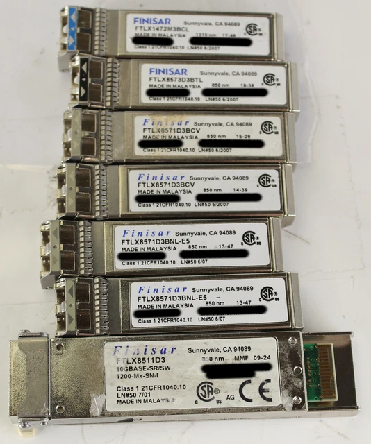 LOT DE 7 Finisar Plusieurs 10G Émetteur-récepteur SFP Modules EUR 96,65 ...