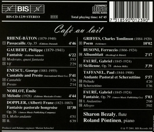 BEZALY:PONTINEN CAFE AU Lait (Bezaly, Pontinen) (CD) Album EUR 28,62 ...