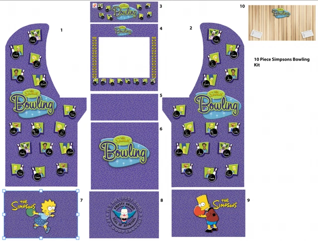 ARCADE1UP ARCADE 1UP cabinet graphic decal The Simpsons Bowling 10 ...