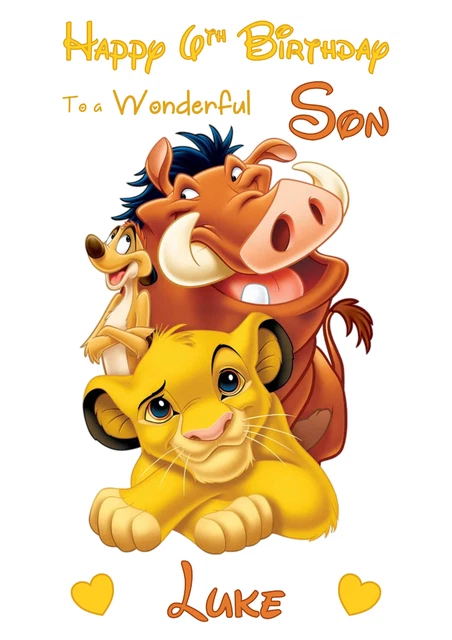 DISNEY LION KING Timon Pumba personalised A5 birthday card-any NAME AGE ...