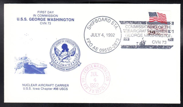 AIRCRAFT CARRIER USS GEORGE WASHINGTON CVN-73 COMMISSIONING Naval Cover ...