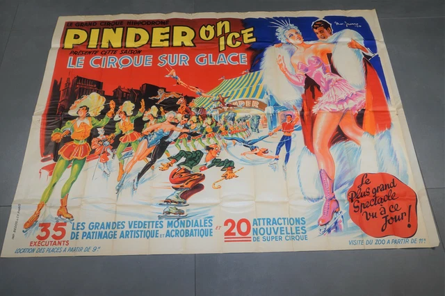 GRANDE AFFICHE ORIGINALE 118x160 cm cirque Pinder 1955 ,vintage circus ...