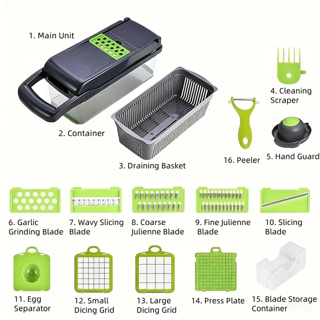 16-IN-1 VEGETABLE CHOPPER Slicer Dicer Peeler Multi-Function Kitchen ...