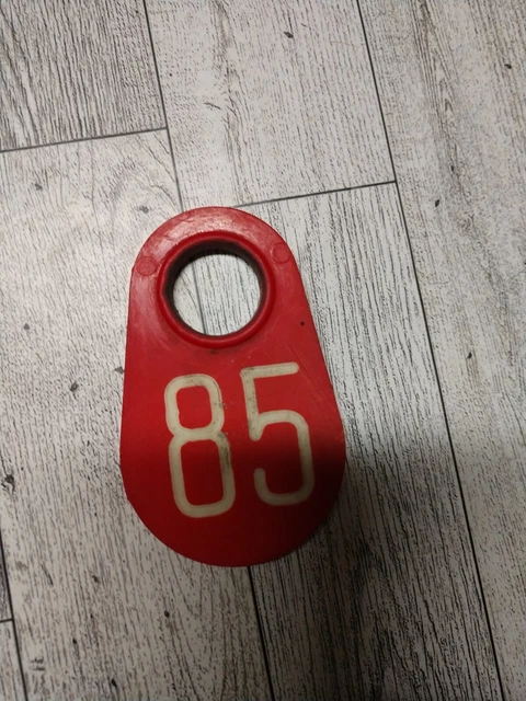 VINTAGE COW NUMBER Ear Tag Dairy Farm Cattle Sheep Marker #85 Double ...