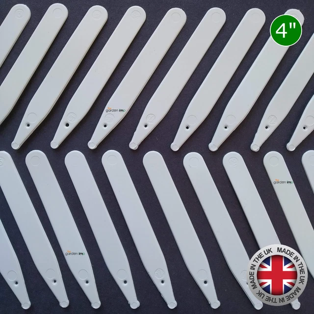 100 4& PLANT Labels White Plastic Garden Tray Pot Plug Stick ID Marker ...