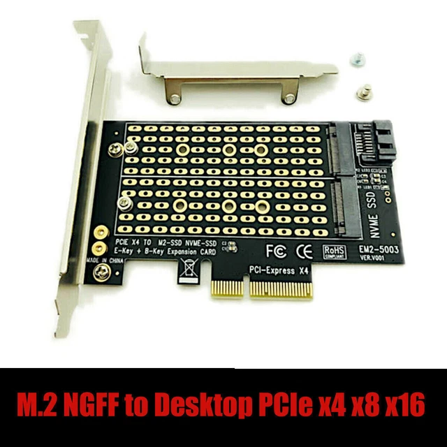 ADAPTER CARD M.2 Ngff To Desktop Pcie X4 X8 X16 Nvme Sata Dual SSD Pci ...