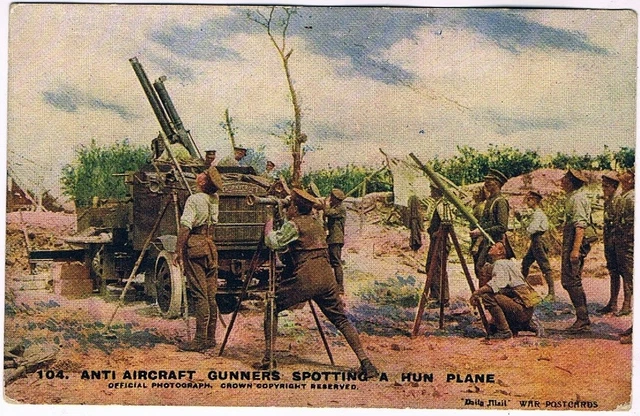 WW1 POSTCARD “Anti Aircraft Gunner Spotting A Hun Plane” World War One ...