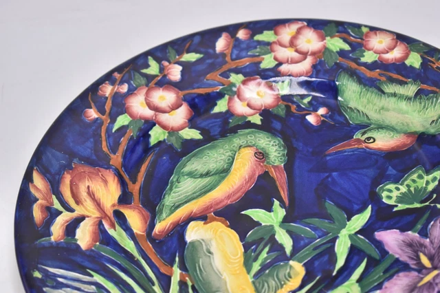 VINTAGE MALING WARE England Charger Kingfisher Birds & Flowers 28cm ...