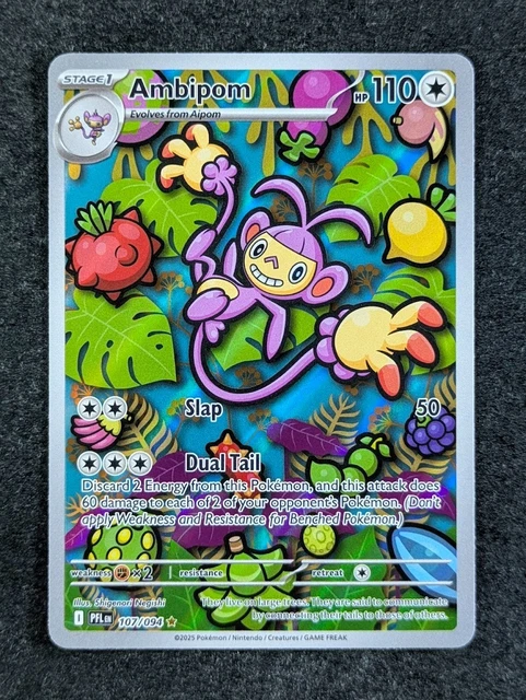 2025 POKEMON AMBIPOM #107/094 Phantasmal Flames PFL EN Illustration ...