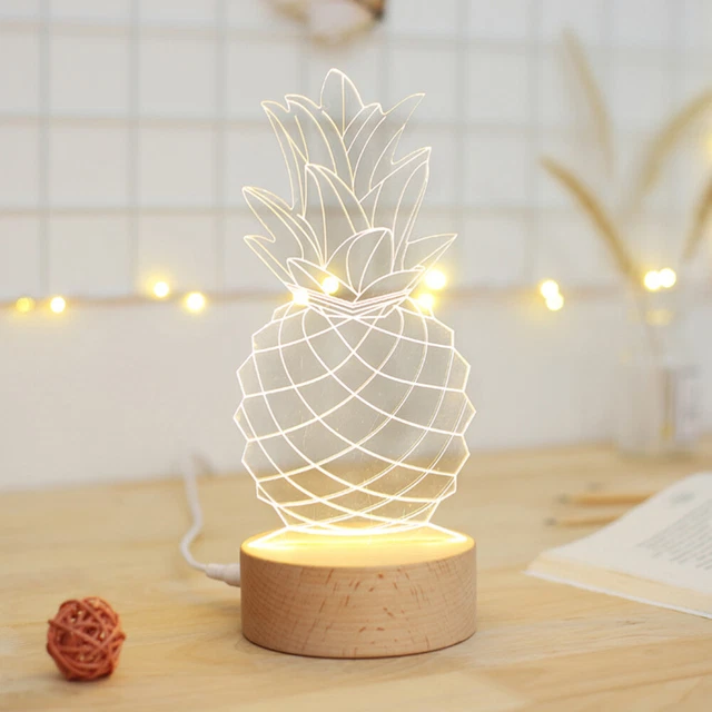 PINEAPPLE NIGHT LIGHT Fruit Desk Lamp Mini Table LED Shaped Lights £16. ...