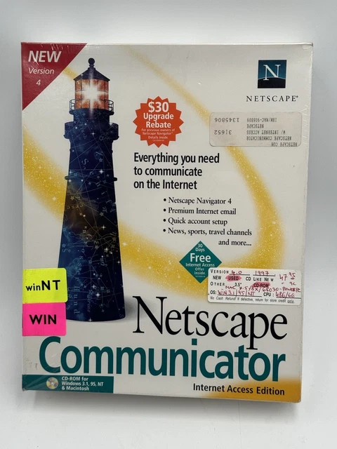 VINTAGE NETSCAPE COMMUNICATOR Version 4 Internet Access Edition Windows ...