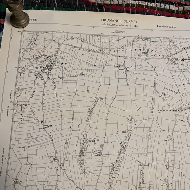 VINTAGE MONO ORDNANCE Survey Map Chart 1958 Aislaby Cropton Wrelton ...