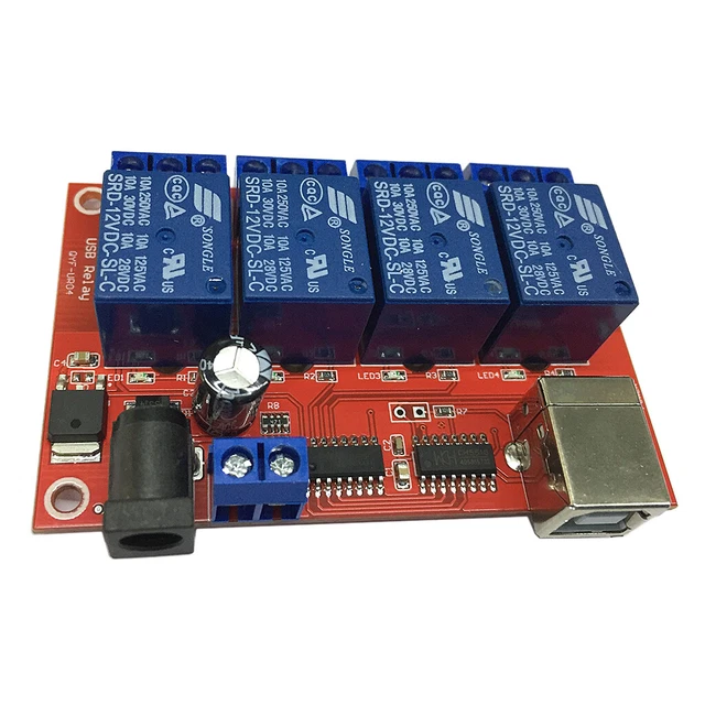 4 CHANNEL USB Relay Module 12V with Power Indicator Light for MCU ...