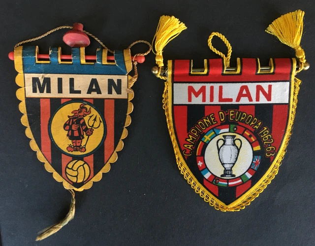 2 GAGLIARDETTI MILAN Campione d'Europa 1962 63 + altro anni '50 ...