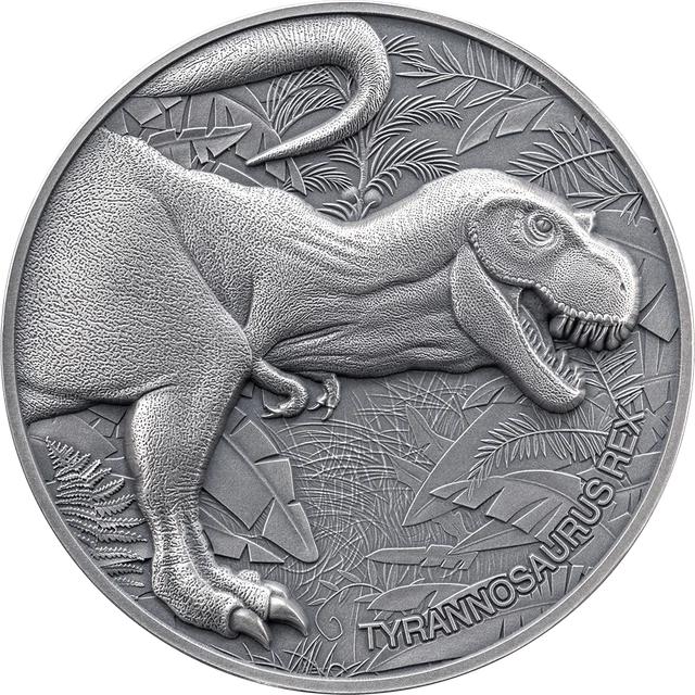 2024 CAMEROON LOST World Tyrannosaurus Rex 2 oz Silver Antiqued Coin £ ...