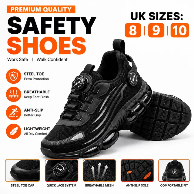 SAFETY TRAINERS SAFETY Shoes Steel Toe Cap Trainers Work Shoes Men ...