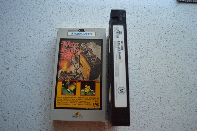 WHERE EAGLES DARE Rare Australian Cel Vhs Video Cardboard Sleeve! Clint ...