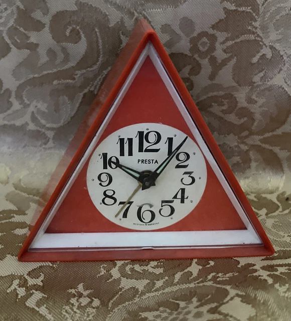 VINTAGE PRESTA W.GERMAN Red Triangle Wind Up Alarm Clock LR £25.00 ...
