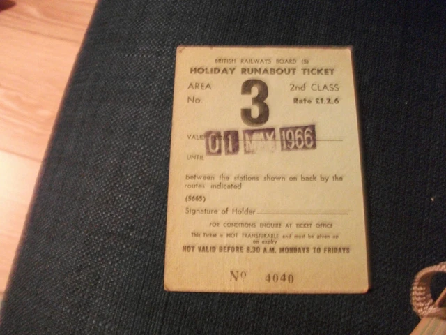 BRITISH RAILWAYS BOARD holiday runabout ticket 1966 £4.99 - PicClick UK BRITISH RAILWAYS BOARD holiday runabout ticket 1966 £4.99 - PicClick UK