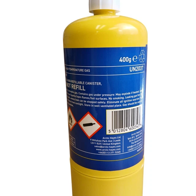 VORTEX MAP X Gas Arctic Hayes MAP-X UN2037 400g Brazing Cylinder Blow ...