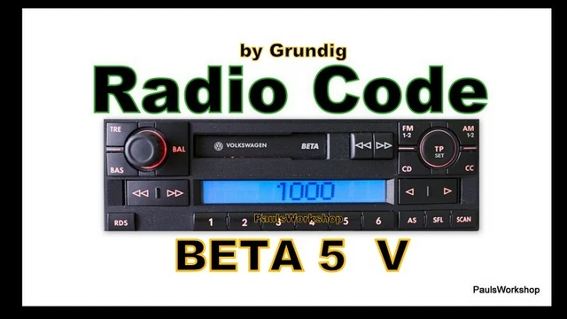 VW BETA 5 V Radio Code - Nur für Grundig KEY CODE ! - Unlock Code EUR ...