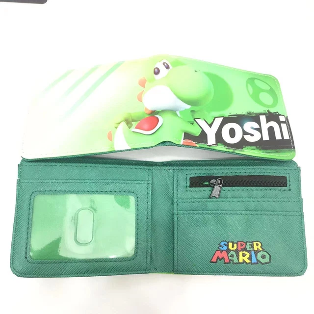 SUPER MARIO YOSHI Wario PU Short Bi-fold Wallets Card Holder Coin Purse ...