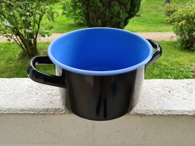 ALTER TOPF_KOCHTOPF EMAILLE DDR (schwarz_blau_Schwerter_VEB Lauterer ...