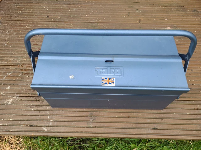 VINTAGE TALCO BLUE Metal 5 Compartment Cantilever Toolbox Made in ...