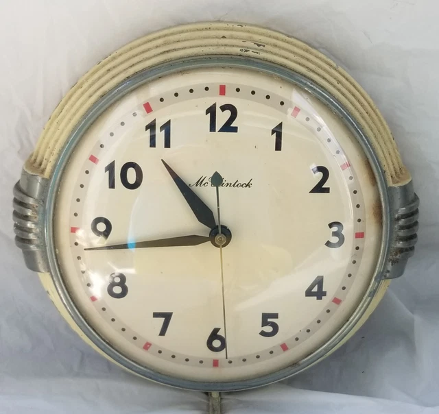 ANTIQUE 1930'S ART Deco O.B. McClintock Electric Wall Clock Works $66. ...