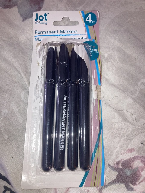 JOT WRITING PERMANENT Markers 4pc Fine Tip Black £9.44 - PicClick UK