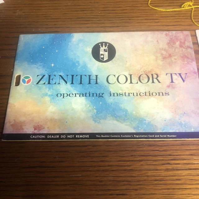 VINTAGE 1965 ZENITH Color TV Operating Instructions & Advertisement Tag ...