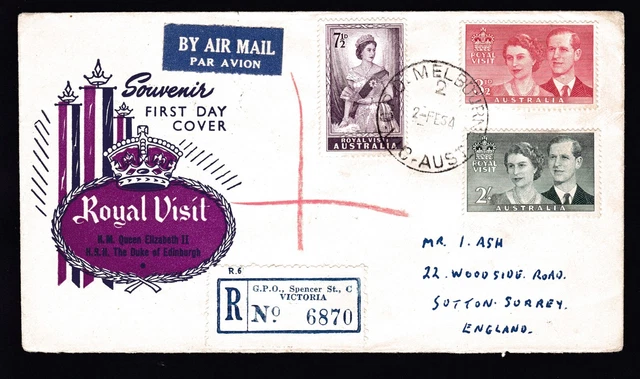 1954 ROYAL VISIT Pre-Decimal Stamp Registered Royal First Day Cover ...