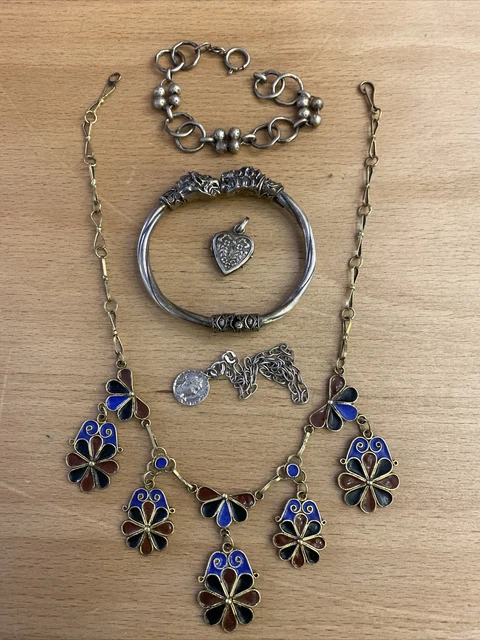 LOT DE BIJOUX Ancien En Argent Massif Napoleon Iii @ Nap Iii @ Collier ...