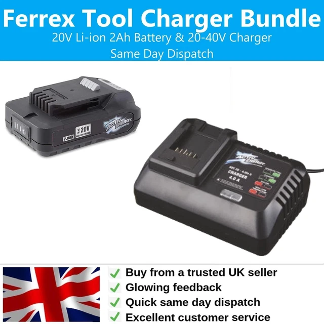 FERREX 20V LI-ION 2.0 Ah Battery and Ferrex 20-40V Charger For Ferrex ...