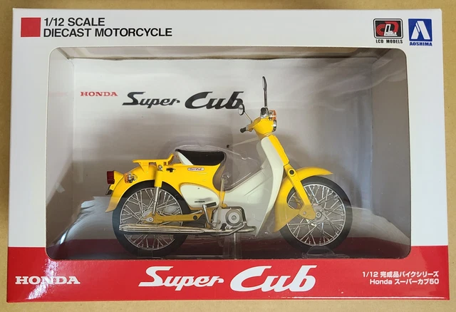AOSHIMA 1/12 HONDA Super Cub 50 Yellow Diecast Motorcycle Skynet Japan ...