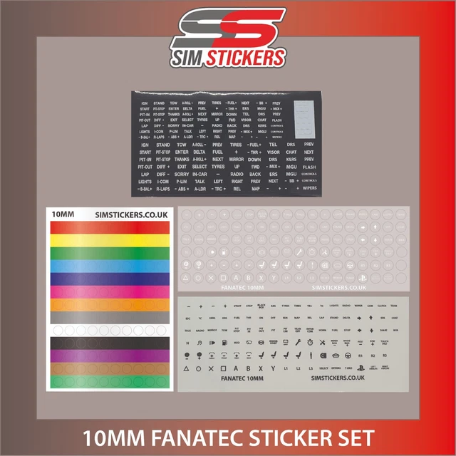 FANETEC 10MM STICKERS for Car Sim Racing Button Box/Wheel Set of 4 £23. ...