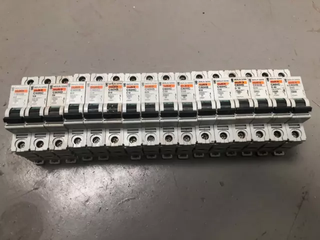 MERLIN GERIN MULTI 9 C60H 6 10 16 20 25 32 40 50 63 AMP Typ B C D MCB Schneider EUR 4,95 ...