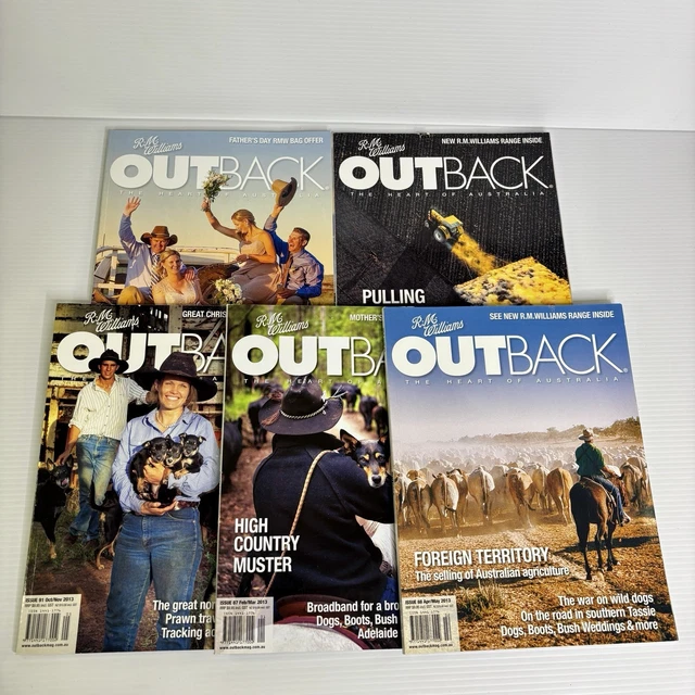 R.M. WILLIAMS OUTBACK Magazine Bundle Lot 5 x Issues From 2013 Tracked ...