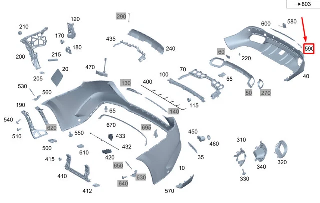 MERCEDES-BENZ GLS X167 Stossstange Hinten Rechts Zierleiste A1678857705 ...