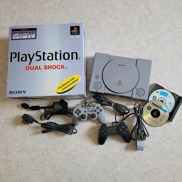 SONY PLAYSTATION 1 Fat PS1 Dual Shock Console Boxed + 2 Games ...