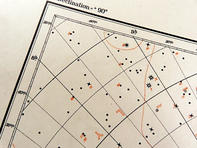 CELESTIAL MAP STAR Chart Draco Ursa Major Perseus Lynx Astronomy ...